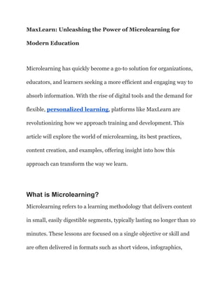 Microlearning Platform in Action_ Real-World Examples and Success Stories _ MaxLearn.pdf