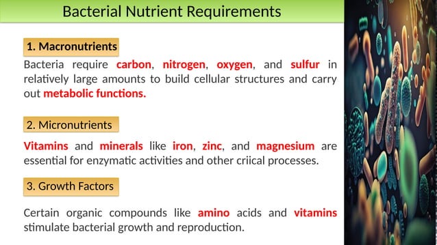 bacterial nutrient, growth factor .pptx