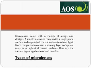 Benefits and Applications of Microlens Arrays | PPTX