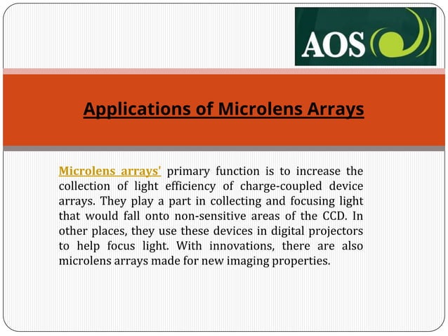 Benefits and Applications of Microlens Arrays | PPT