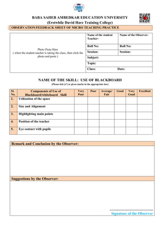 MICRO LESSON PLAN (Feed back Sheet) | PDF