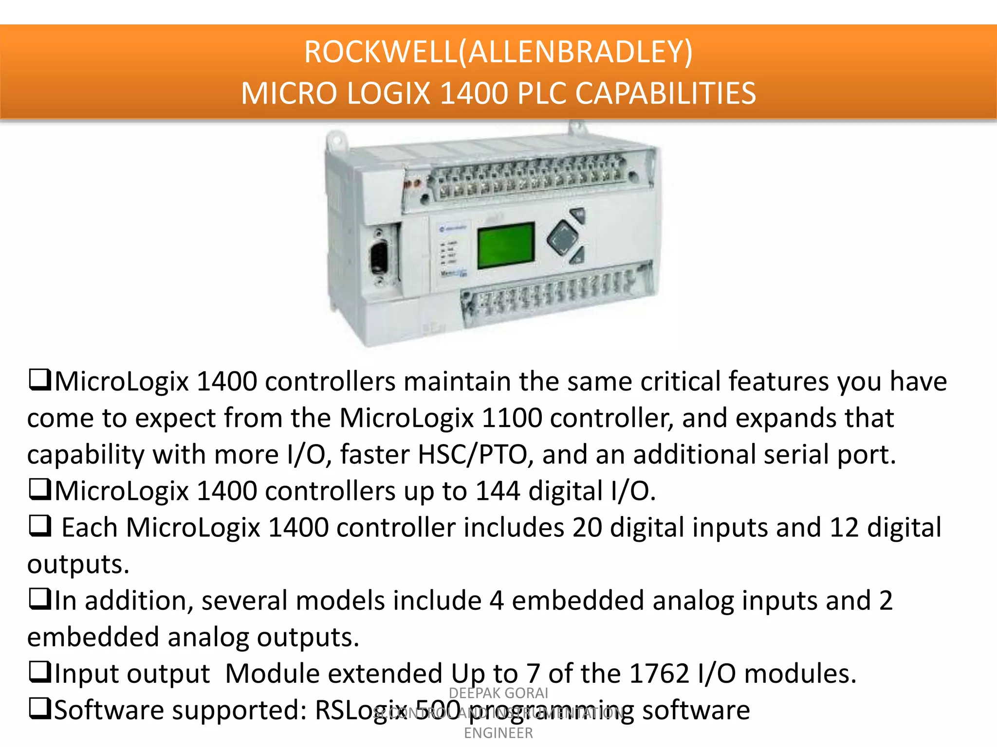 Allenbradley Micro logix 1400 Plc Hardware information Guide | PPTX