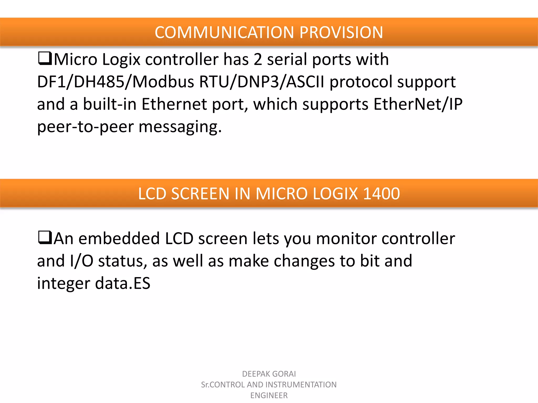 Allenbradley Micro logix 1400 Plc Hardware information Guide | PPTX