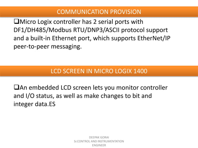Allenbradley Micro logix 1400 Plc Hardware information Guide | PPTX