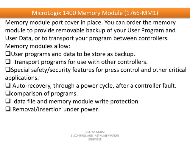 Allenbradley Micro logix 1400 Plc Hardware information Guide | PPTX