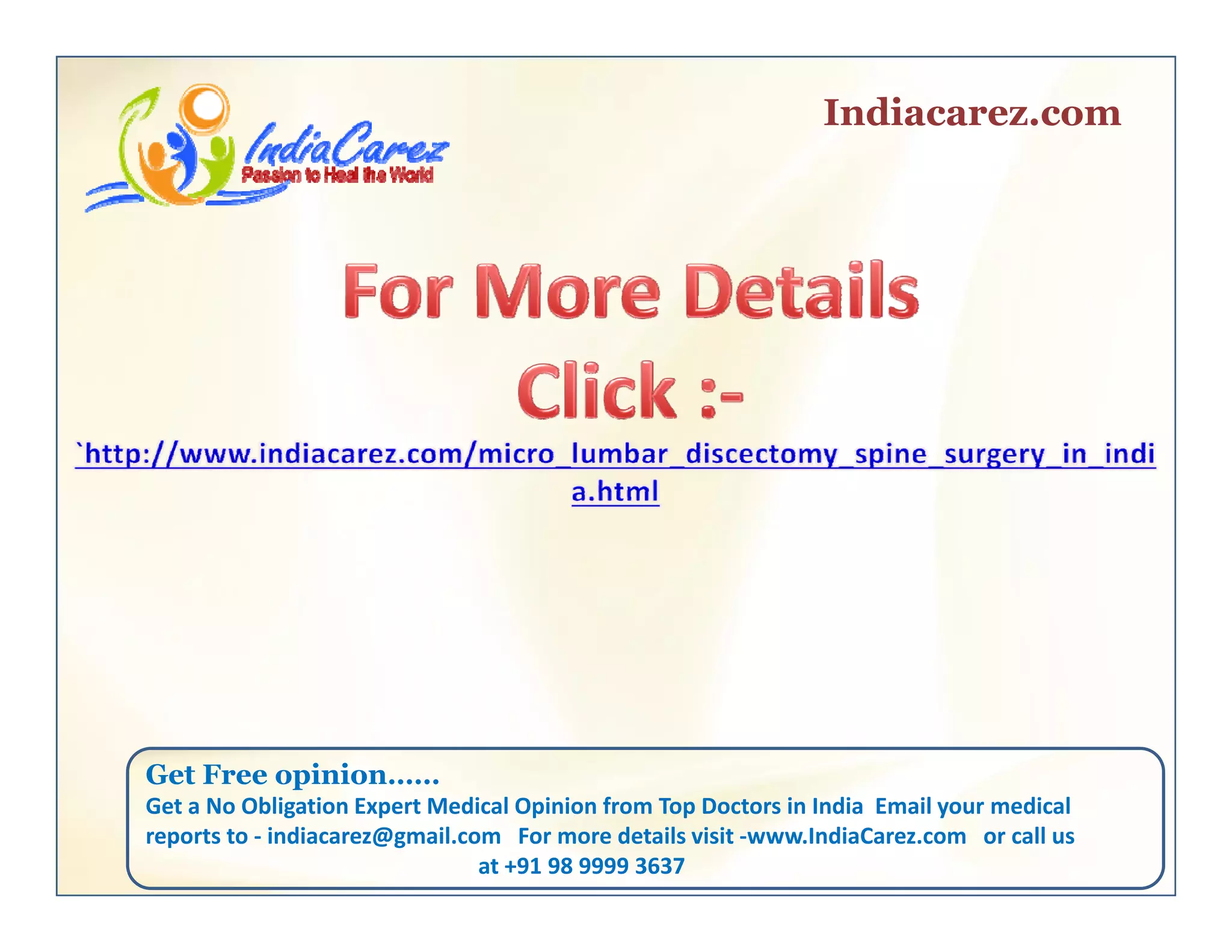 Lumbar Microdiscectomy Surgery | Lower Back Surgery | PDF