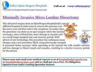 Micro lumbar discectomy spine surgery in India | PPTX