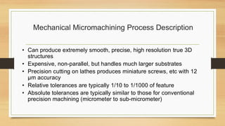 MICROMACHINING – Detailed Overview for Mechanical Engineering | PDF