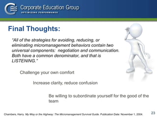 7 Ways to Avoid Being a Project "Micro" Manager | PPT