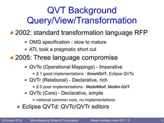 Local Optimizations in Eclipse QVTc and QVTr using the Micro-Mapping Model of Computation | PPT