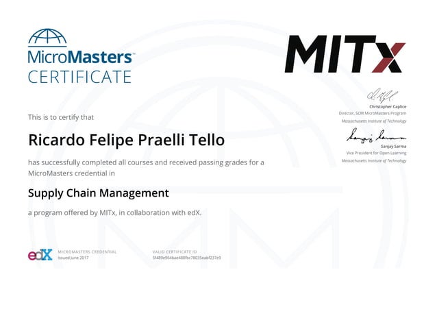 MITx MicroMasters in Supply Chain Management 2017 | PDF