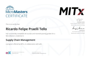 MITx MicroMasters in Supply Chain Management 2017 | PPT