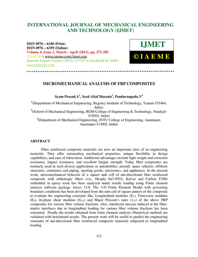Micromechanical analysis of frp composites 2 | PDF