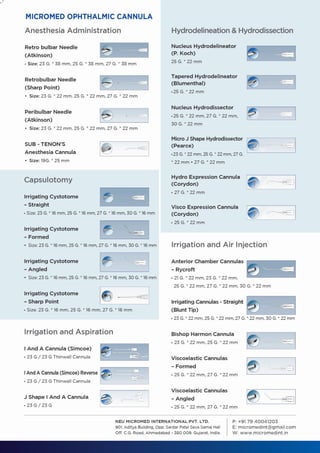 Micromed International, Ahmedabad, Crescent Blade | PDF