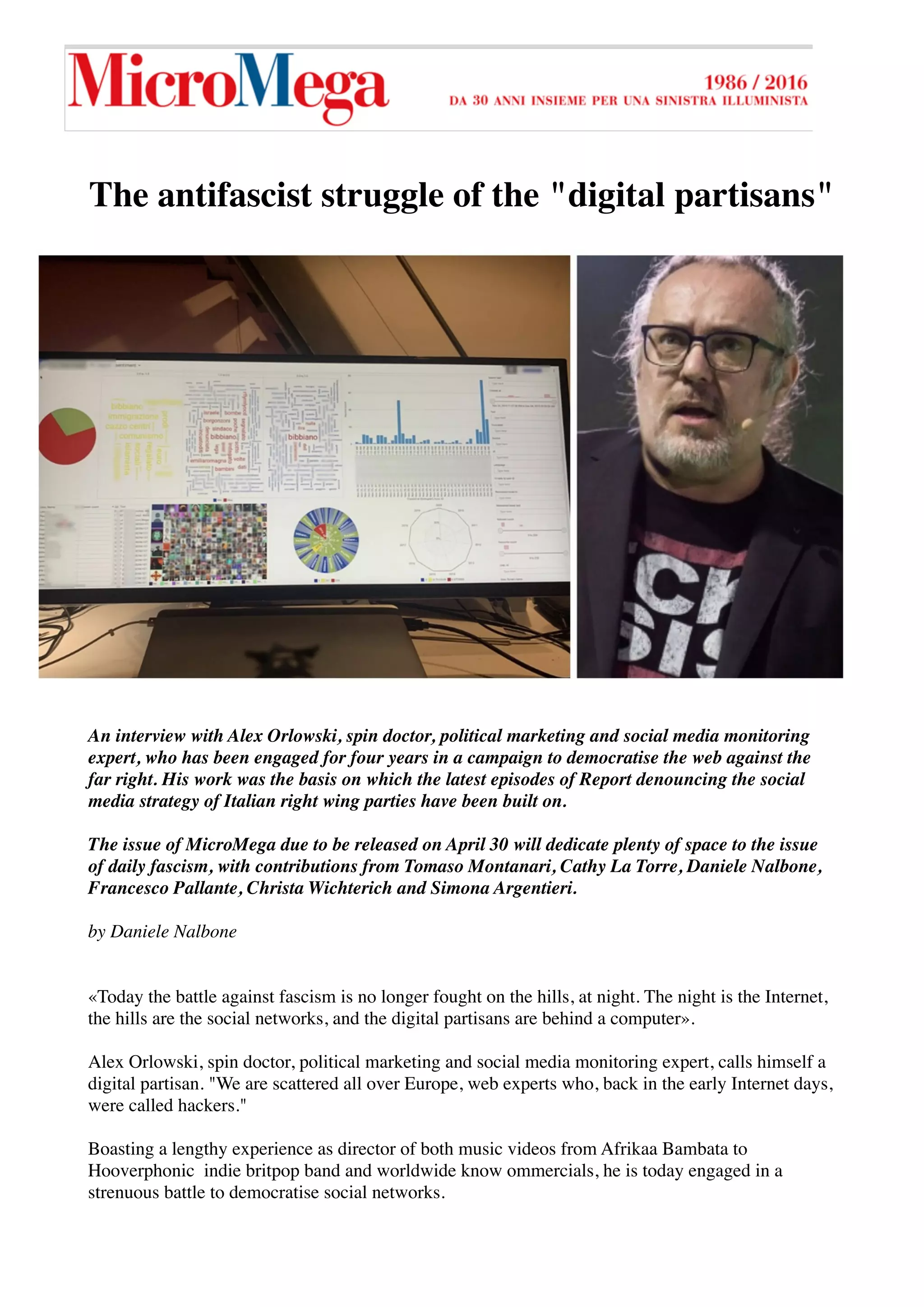 Micromega repubblica newspaper interview to alex orlowski | PDF