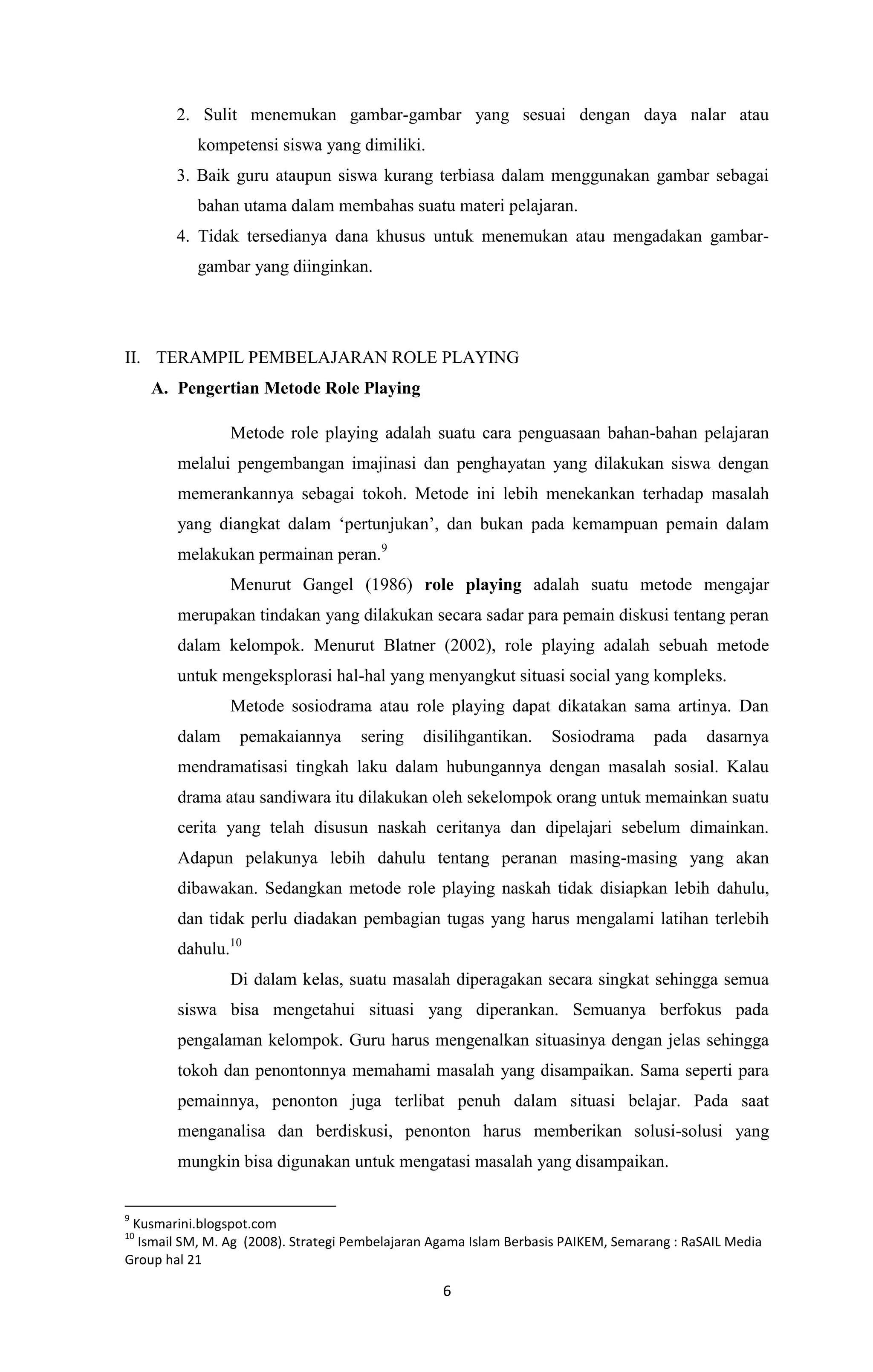 Micro metode role playing & picture and picture | DOCX