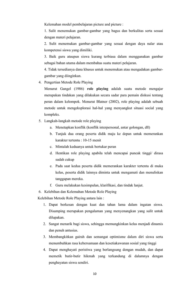 Micro metode role playing & picture and picture | DOCX