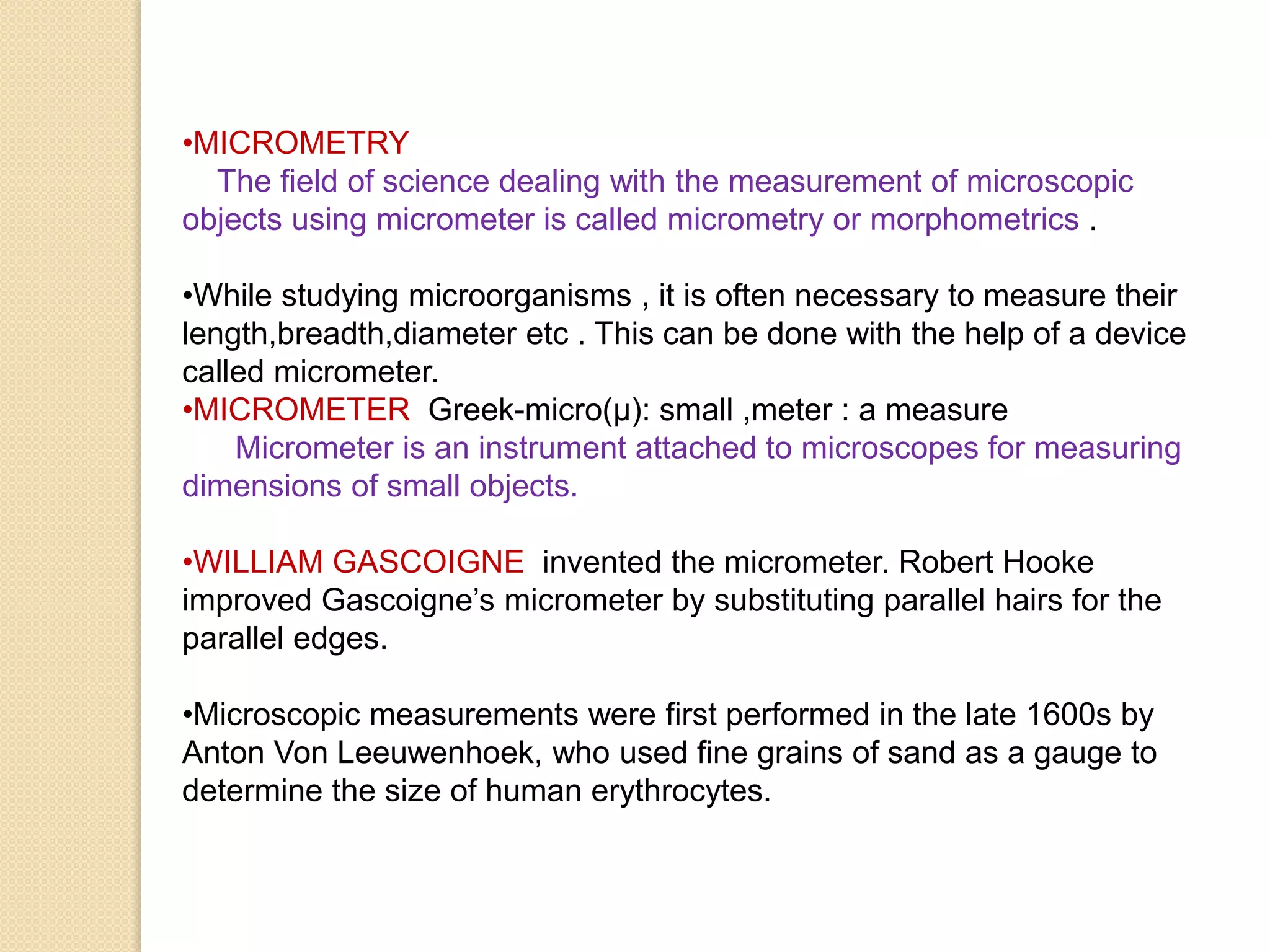 Micrometry and camera lucida | PPTX