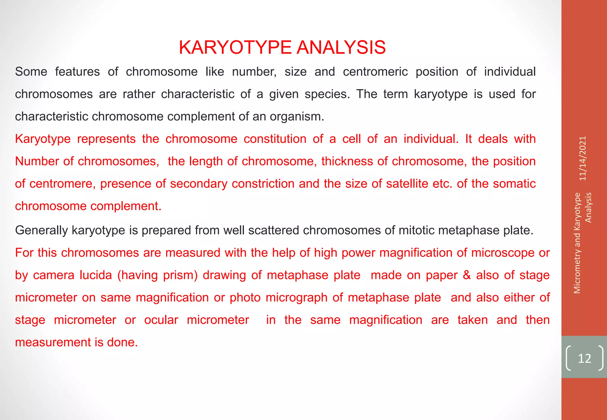 Micrometry and karyotype analysis | PPTX