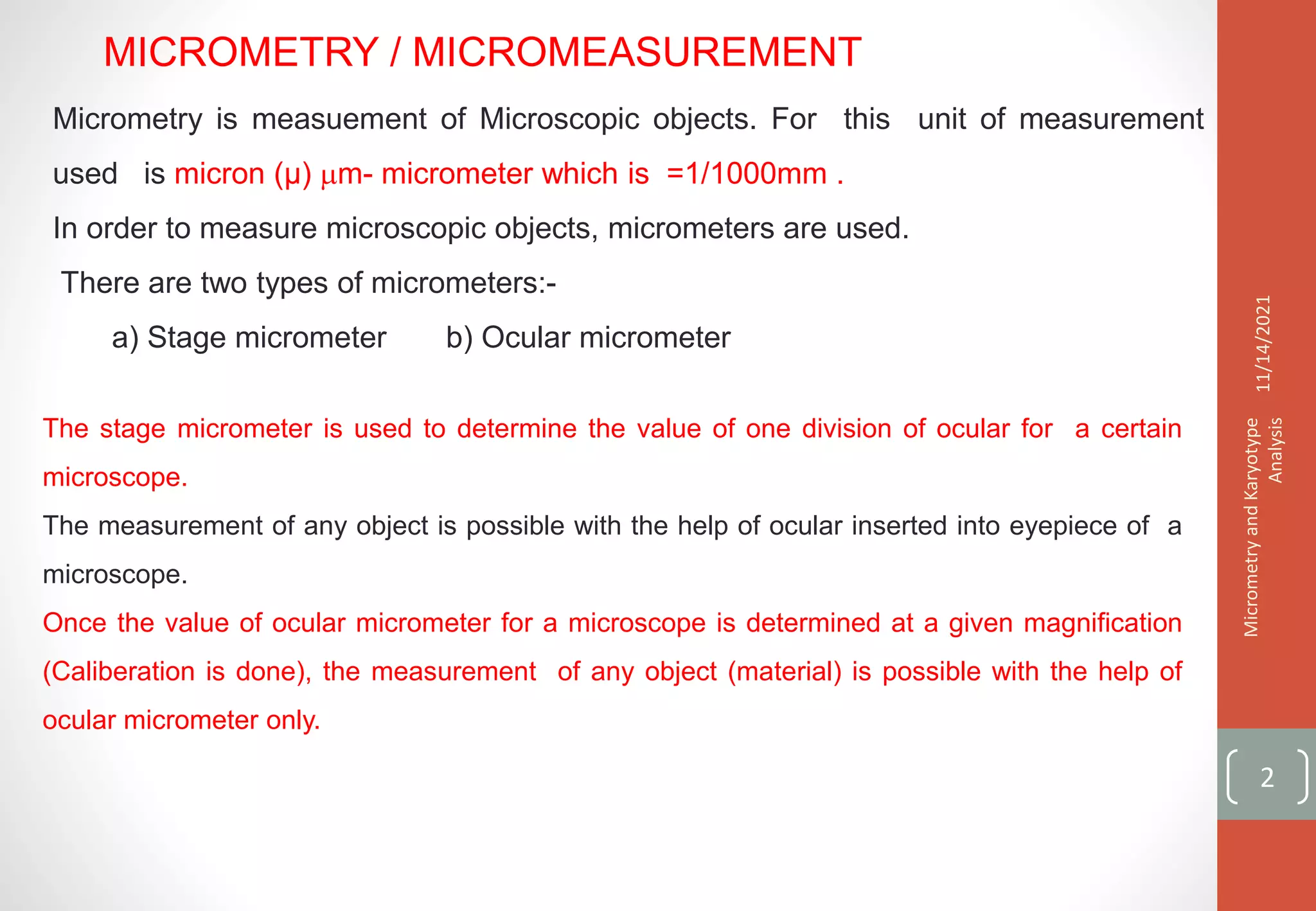 Micrometry and karyotype analysis | PPTX