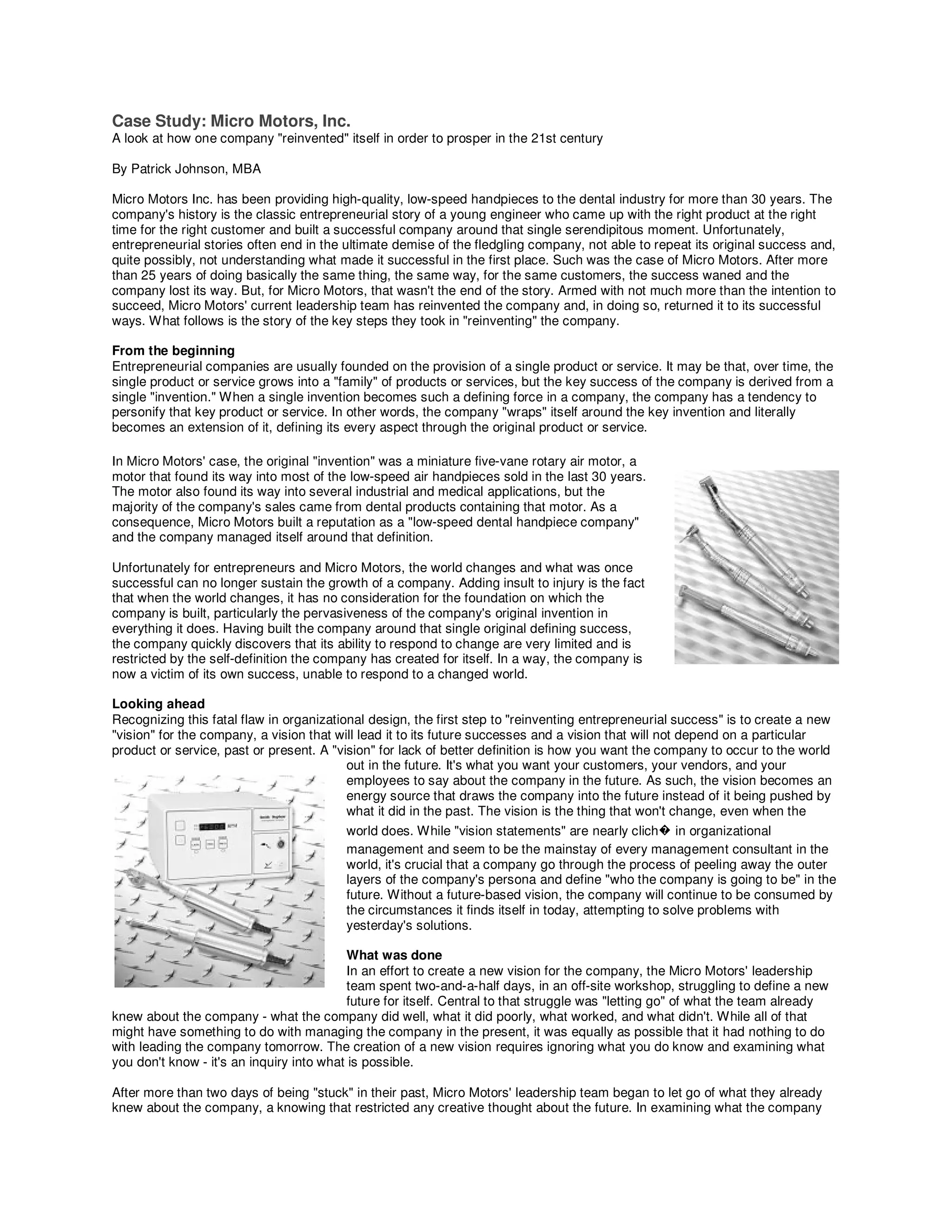 Micro Motors Case Study | PDF | Startups | Business