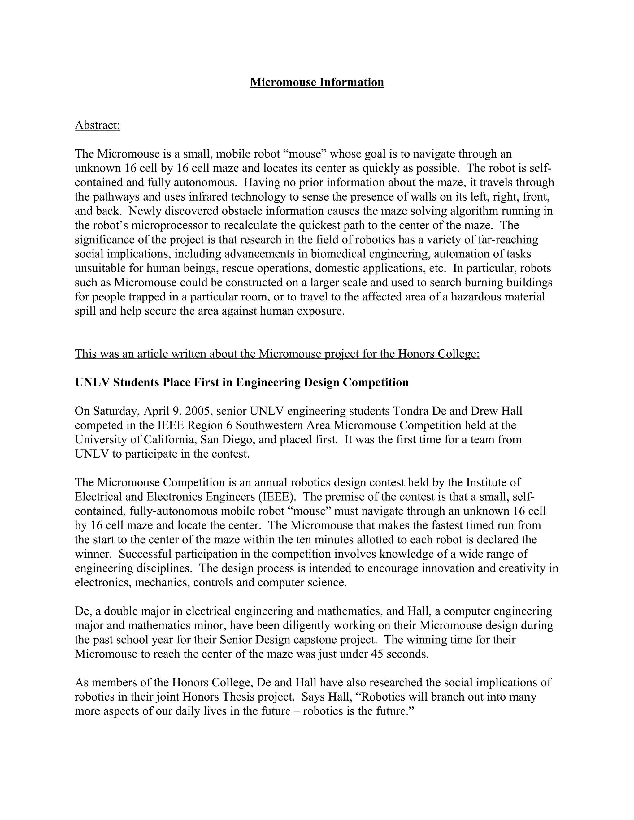 Micromouse information | DOC