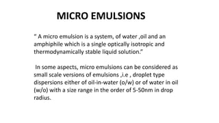 Microemulsion & multiple emulsion | PPTX