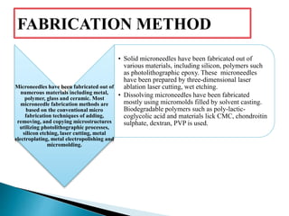Microneedle in Transdermal drug delivery system | PPTX
