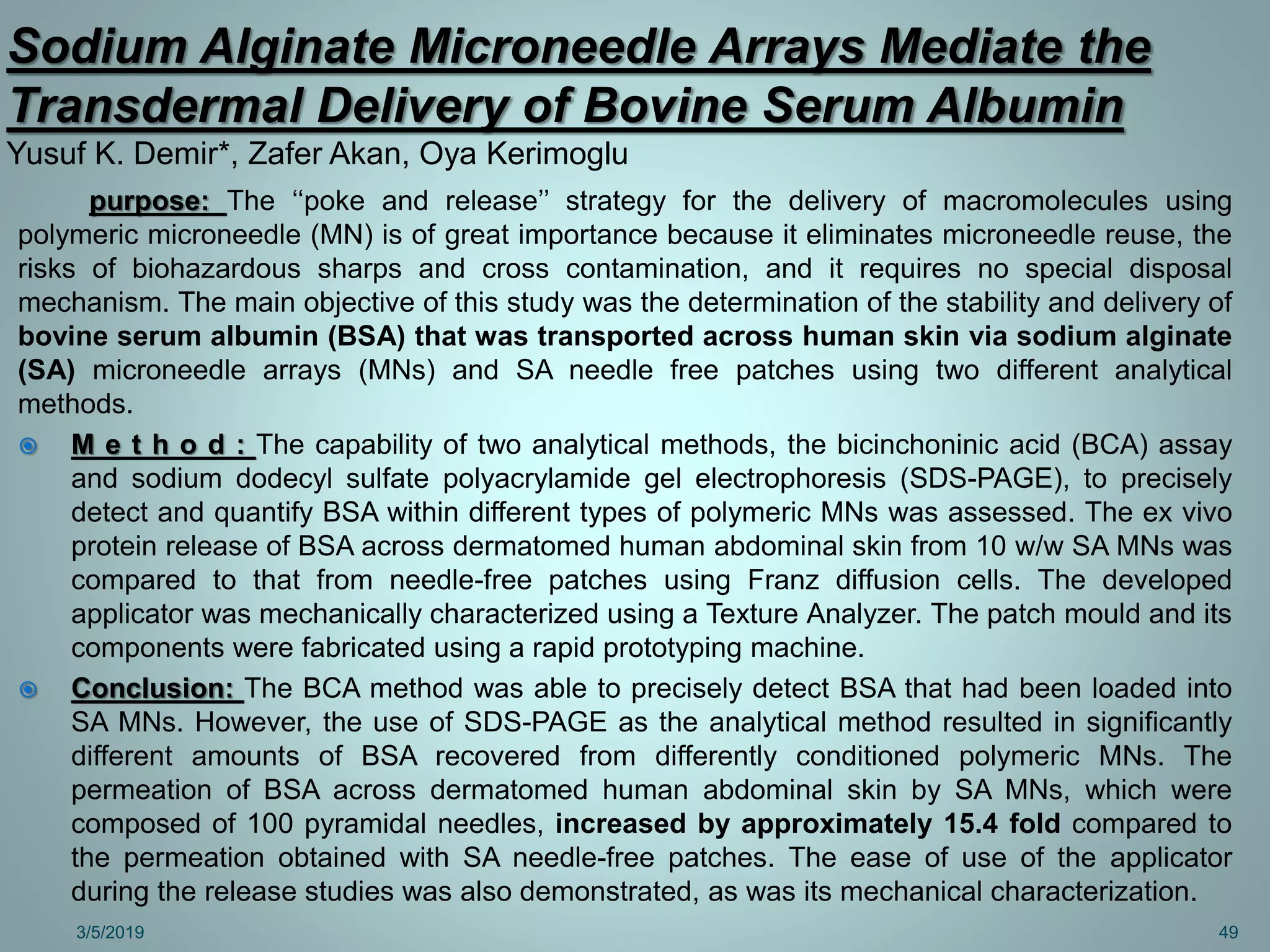 Microneedles in Transdermal Drug Delivery System | PPTX