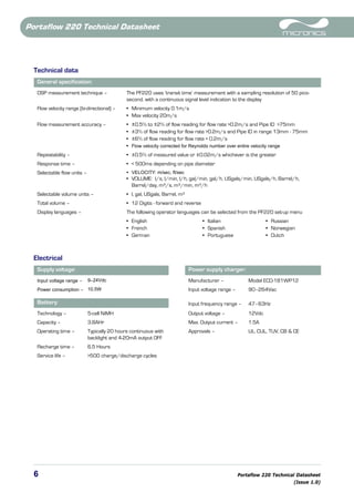 Micronics Clamp On Flow Meter Portaflow 220 - Spec Sheet | PDF