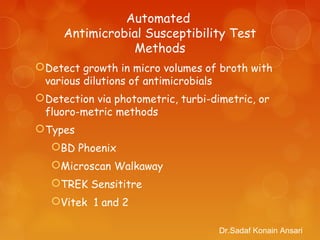 ACT antimicrobial susceptibility testing, inoculation and drug ...