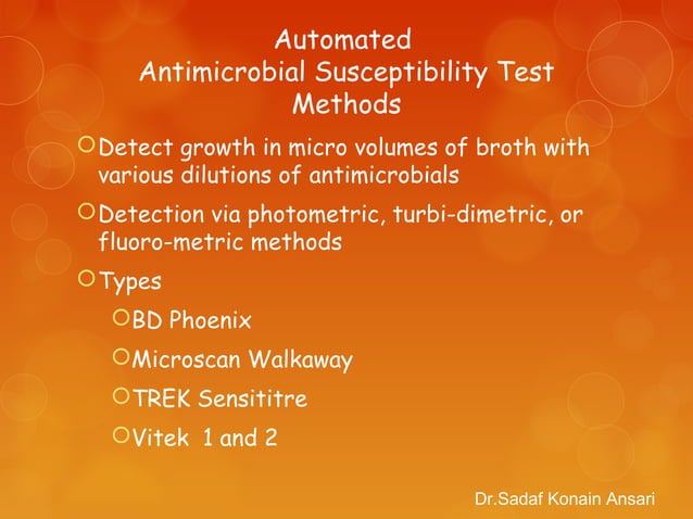 ACT antimicrobial susceptibility testing, inoculation and drug ...