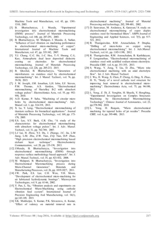 Micron range complex structure in micro electrochemical machining- a ...