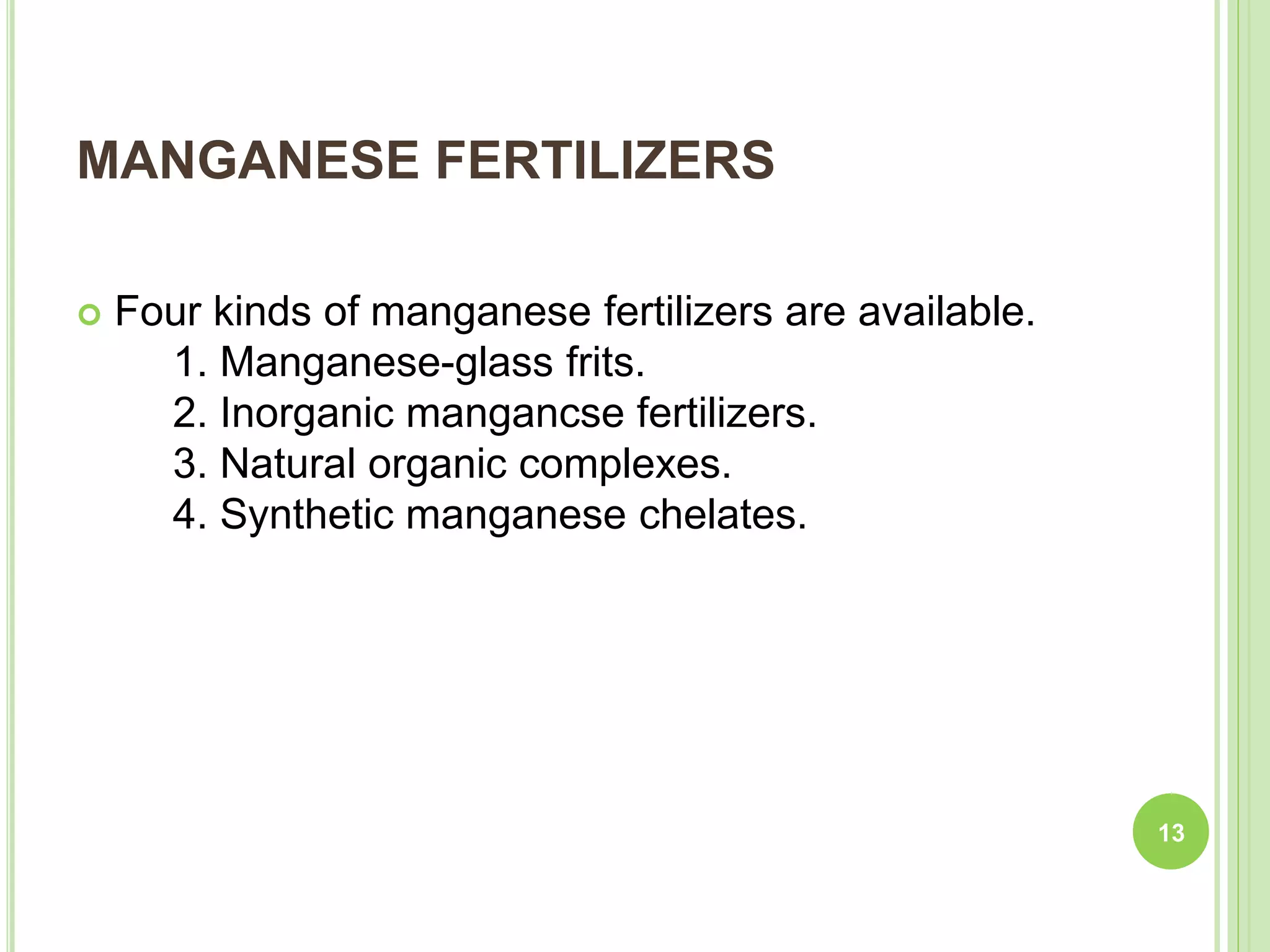 Micronutrient fertilizers and their properties | PPTX