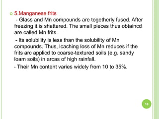 Micronutrient fertilizers and their properties | PPTX