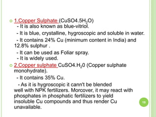 Micronutrient fertilizers and their properties | PPTX