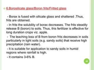 Micronutrient fertilizers and their properties | PPTX