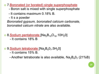 Micronutrient fertilizers and their properties | PPTX