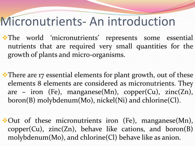 Micronutrients...Importance for plant nutrition | PPTX