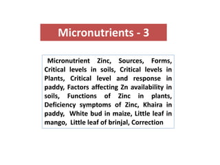 Soil fertility and fertilizer use micronutrients | PDF