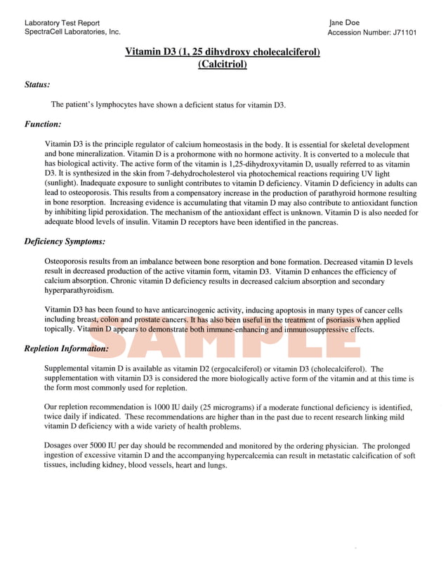 Micro Nutrient Testing - Spectracell | PDF