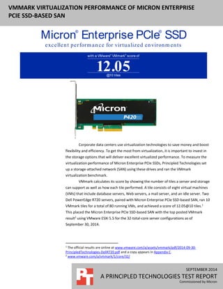 VMmark virtualization performance of Micron Enterprise PCIe SSD-based ...