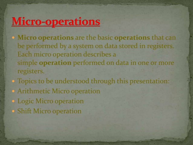 Microoperations | PPTX | Computing | Technology & Computing