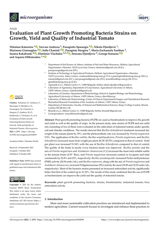 Evaluation of plant growth promoting bacteria strains | PDF