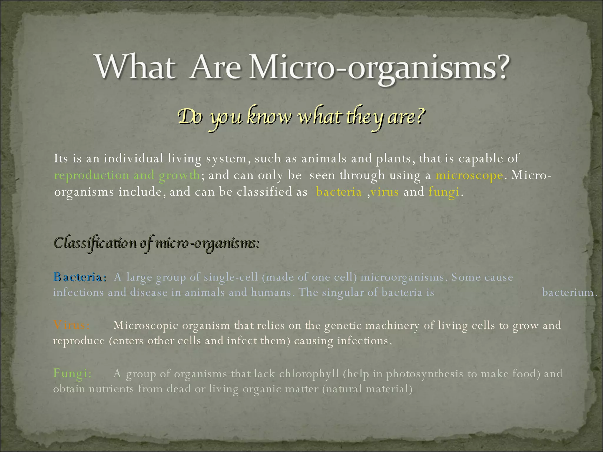 Micro Organisms | PPT