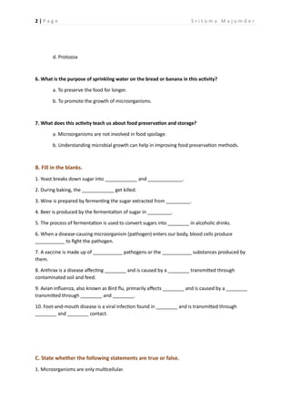 CBSE Grade 8 Science(Biology) Microorganisms Neptune Science Worksheet ...