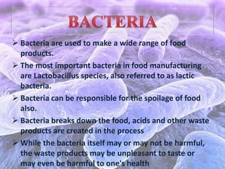 Microorganisms and their role in food technology | PPTX