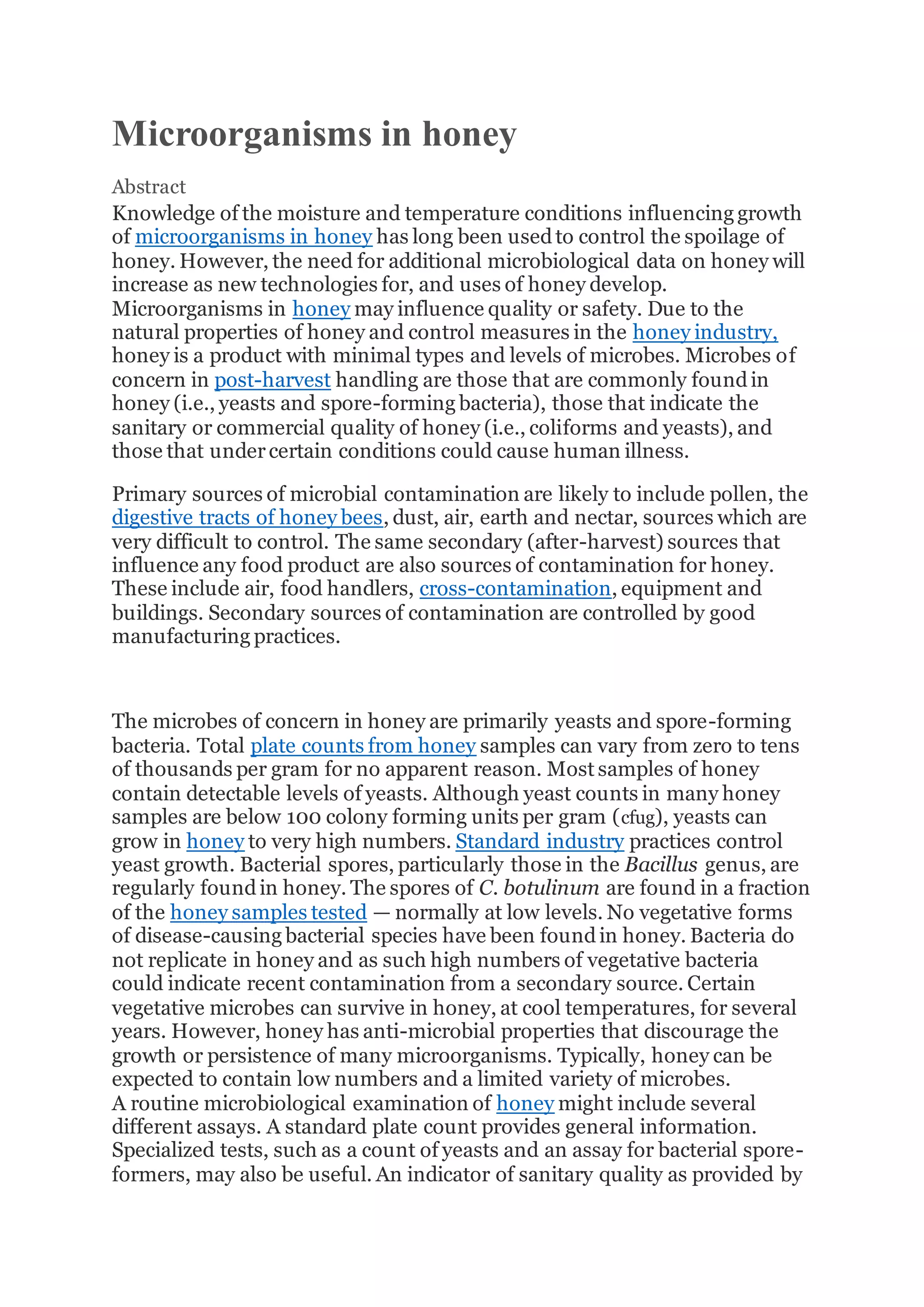 Microorganisms in honey | DOCX