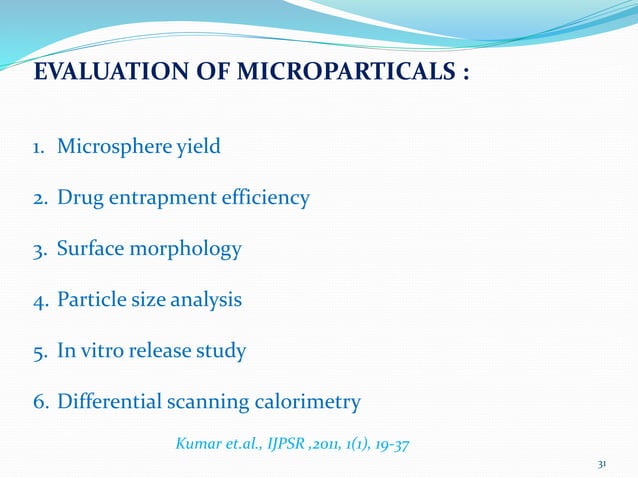 Microparticle : formulation and evaluation | PPTX | Chemistry | Science