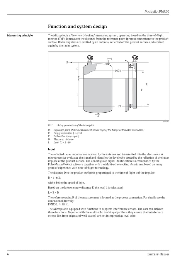 Micropilot fmr50 endress+hauser datasheet-free space radar | PDF ...